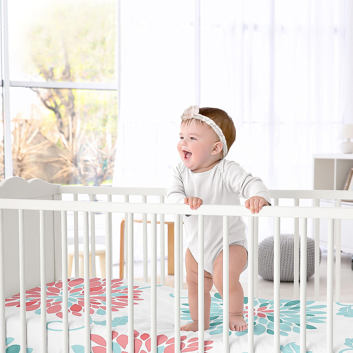 Fitted Crib Sheet for Modern Emma Baby/Toddler Bedding Set Collection - Floral Print