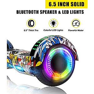 SISIGAD Hoverboard with Seat Attachment, 6.5" Bluetooth Hoverboard with Seat Attachment