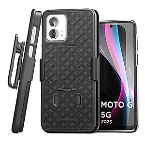 Encased DuraClip for Moto G 5G 2023 Belt Clip Case, Slim Phone Case with Holster (Motorola G 2023) Black