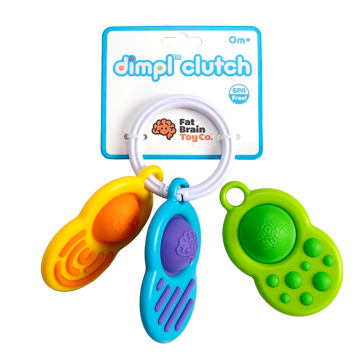 Fat Brain Toys Dimpl Clutch - Popping Sensory Take-Along Toy & Teether for Babies
