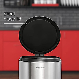 happimess HPM1001A Oscar Round 8-Gallon Step-Open Trash Can with Free Mini Trash Can, Modern, Fingerprint Proof for Home, Kitchen, Office, Large:7.9 Gallon Small:1.3 Gallon, Stainless Steel