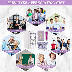 Domensi 6 Pcs Employee Appreciation Gift Set for Women Thank You Gift May You Be Proud 20 oz Rustic Purple Marble Sign Tumbler Makeup Bag Journal Ballpoint for Teacher Nurse Lady Work Business Gift