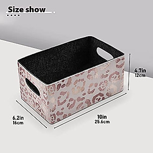 Kcldeci Rose Gold Leopard Storage Bins Baskets for Organizing, Sturdy Storage Basket Foldable Storage Baskets for Shelves Closet Nursery Toy