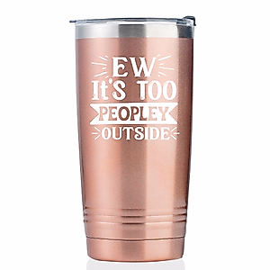 Onebttl Introvert Gifts for Girls, Women, Coworkers, INFP, INTP Coffee Travel Mug - It's Peoplely Out There - Stainless Steel 20Oz Tumbler