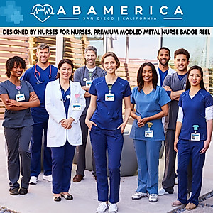 Badge Reel Retractable for Nurses, Nursing Badge Reel with Belt Clip or Alligator Clip for Nursing Student, Doctors and RN, Perfect Nurse Grad Gift, Cute Coffee Scrub Heart Pattern