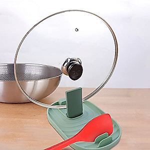 HengKe 2 Pack Kitchen Pot Pan Cover Lid Shell Stand Holder Kitchen Utensil Holder Pots Lid Ladles Holder for Pots and Spoon Rest Kitchen Gadgets for Kitchen Storage Counter Stove Organizer