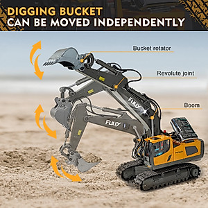 FUUY RC Excavator Toy Boys Toys age 4-6, Remote Control Excavator Toys for Boys 3-5 Year Old RC Construction Vehicles Toys for Adults & Kids Age 4-7 Boy Outdoor Chrismas Birthday Gifts