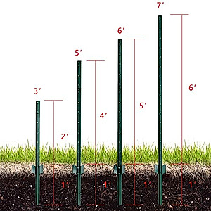 Gtongoko 7 Feet Sturdy Duty Metal Fence Post, Pack of 10, U Post for Fencing Green Fence Posts for Garden Yard and Outdoor Wire