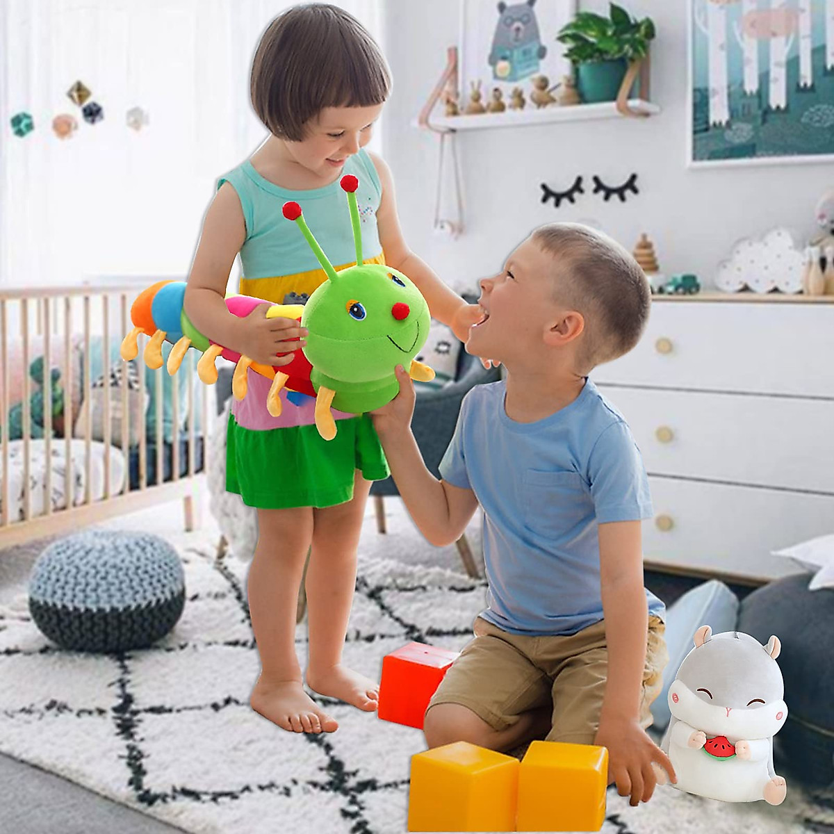 CHELEI2019 19" Caterpillar Stuffed Animal,Colorful Stuffed Caterpillar Plush Pillow for Kids