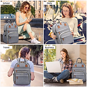 LOVEVOOK Laptop Backpack for Women & Men Unisex Travel Anti-Theft Bag Business Computer Backpacks Purse College School Student Bookbag, Casual Hiking Daypack with Lock, 15.6 Inch, Grey