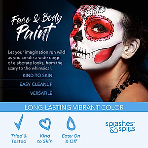 Water Activated SFX Face and Body Paint - Red Face Paint, Special Effects Makeup 18g Cake Tub - Pretend Costume and Dress Up Makeup - Great For Halloween Party and Cosplay by Splashes & Spills