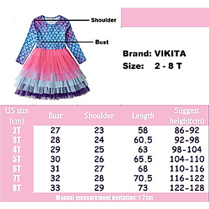 VIKITA Girls Dresses for Winter Long Sleeve Toddler Girls Clothes Party Tulle Dresses for Little Girls,LH4594 5T