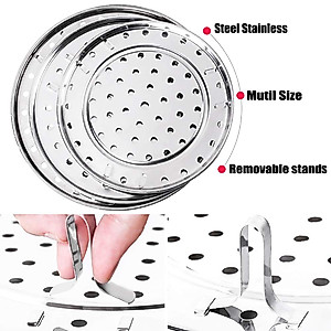 Round Stainless Steel Steamer Rack 7.6" 8.5" 9.33" 10.23" Inch Diameter Steaming Rack Stand Canner Canning Racks Stock Pot Steaming Tray Pressure Cooker Cooking Toast Bread Salad Baking (4 Pack)