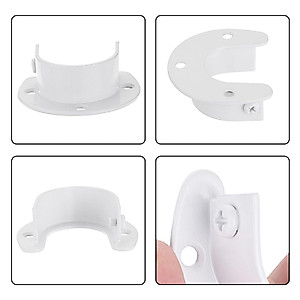 Shonmogar Closet Rod Bracket 6 Pack Closet Pole Brackets for Wall with Screws,Stainless Steel Rod Flange Holder for Closet Curtain White Closet Pole Holder Wall Mount for 1-1/4 Inch Pole