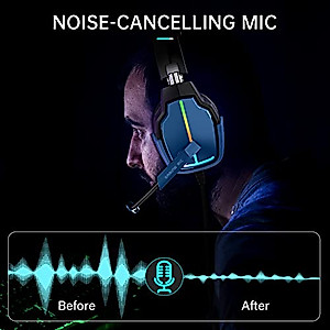 Tatybo Gaming Headset for PS4 PS5 Xbox One PC Switch Mobile with Noise Canceling Mic, Gaming Headphones with Deep Bass Stereo Sound
