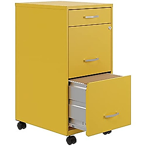 Hirsh Industries Space Solutions 18" D 3 Drawer Mobile Metal File Cabinet Yellow/Goldfinch