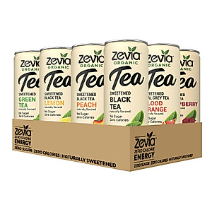 Zevia Organic Sugar Free Iced Tea, Tea Time Variety Pack, 12 Ounce Cans (Pack of 12)