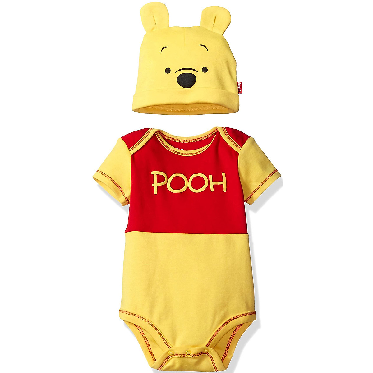 Disney Boys' Winnie the Pooh Bodysuit with Cap Set, Yellow, 0/3M