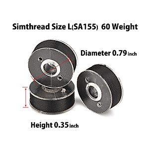 Simthread 25pcs Black Prewound Bobbin Thread Size L (SA155) 60WT for Brother Husqvarna Pfaff Embroidery Thread Sewing Thread Machine with Clear Storage Plastic Case DIY