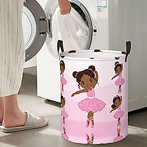 Gbuzozie Cute African Black Girl Round Laundry Hamper Storage Basket Toys Clothes Organizer Bin For Home Bathroom Bedroom Dorm Nursery, 38l