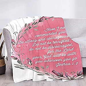 Bible Verse Joshua 1 9 Throw Blanket with Inspirational Thoughts and Prayers Religious Soft Christian Throw Blanket Inspirational Blankets and Throws Caring Gift for Men & Women