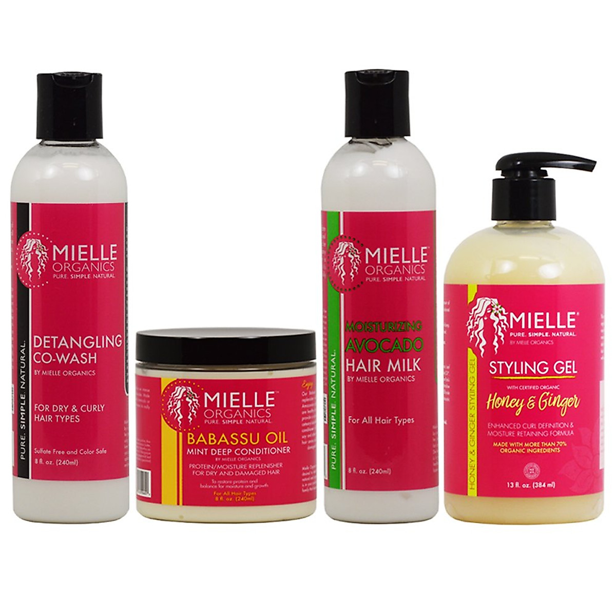 Mielle Organics Detangling Co Wash & Babassu Oil Conditioner & Hair Milk 8oz & Styling Gel 13oz "Combo"