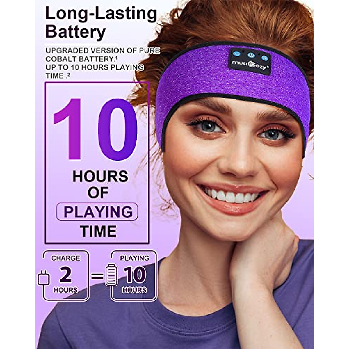 MUSICOZY Sleep Headphones Wireless Bluetooth Headband, Music Sports Sleeping Headband Headphones for Workout, Jogging, Yoga