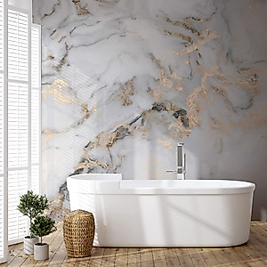 Murwall Art Wallpaper Gold Marble Wallpaper Scandinavian White Gray Smoke Wallpapers Minimalist Wall Murals