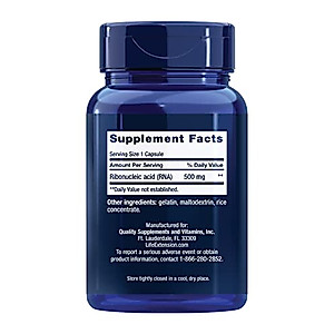 Life Extension RNA Capsules 500 mg - Ribonucleic Acid Supplement for Immune Support, Healthy Cell and Inflammatory Response – Gluten-Free, Non-GMO – 100 Capsules