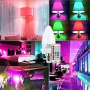3W LED Candle Light Bulb Lamp, Candle Light Bulbs, 12 Colors 2 Modes Timing with Remote Control Smart Light Bulbs Color Changing, E12 Bulb Remote Control Color Changing