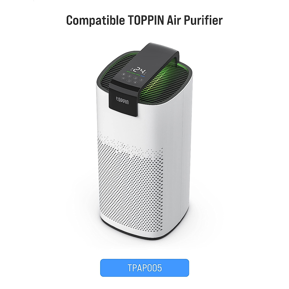 TOPPIN Filter Replacement H13 True HEPA Air Filter for TOPPIN TPAP005 AP005 TP-AP005 Air Purifier to Clean Pets Hair Smoke Odors Dust Pollen Home and Room 1500 to 2000 sq ft