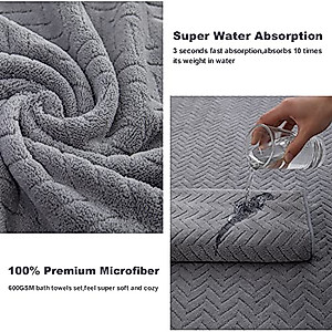 Ferdilan 8 Pack Gray Bath Towel Set, 2 Extra Large Bath Towel Sheets, 2 Hand Towels and 4 Washcloths Ultra Soft and Absorbent Chair Towels for Bathroom, Quick Dry Towel for Home Hotel