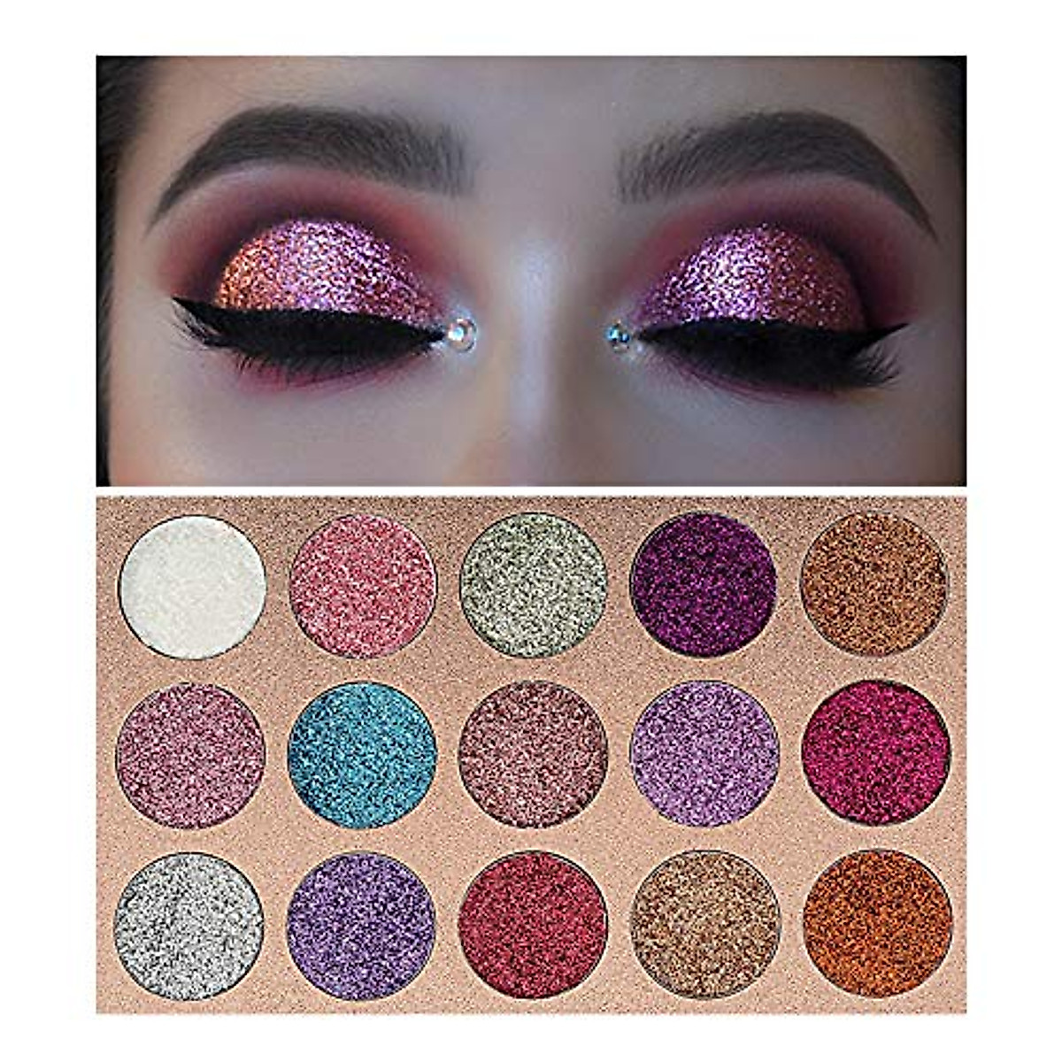 Beauty Searcher 15 Colors Eyeshadow, Glitters Shimmer Pigment Pressed Makeup Palette Eyes Cosmetic