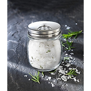 Bormioli Rocco Quattro Stagioni Spice Jar Set - 8.5 Oz, Durable Glass Mason Jars with Multi-Function Rotatable Lids, Stainless Steel Tops for Salt & Pepper - Made in Italy, Glass Spice Jars