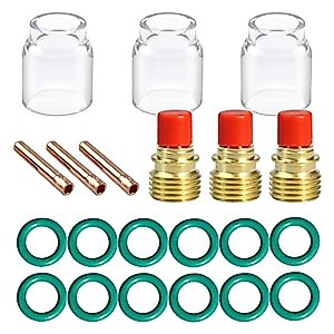 TIANLYLIN 21pcs #12 Glass Cup Kit Stubby Collets Body Gas Lens Welding Accessories For Wp-9/20/25 Tig Welding Torch 3/32"