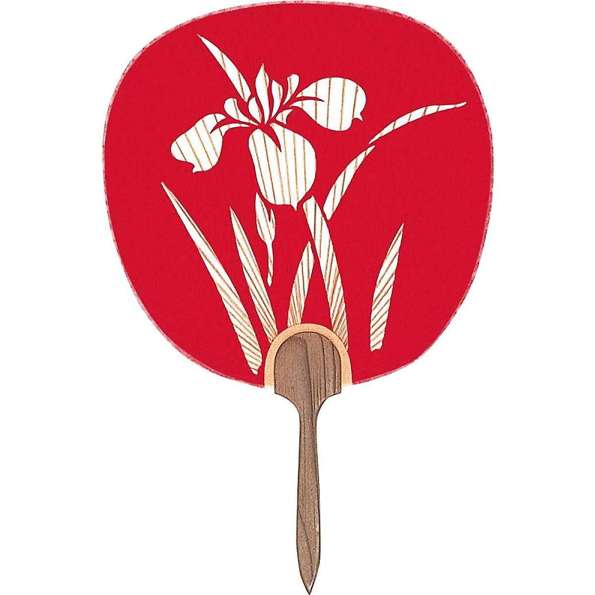 Shiomi Fan 2132 Water Fan (Openwork on One Side), 9.4 x 14.6 inches (24 x 37 cm), Red