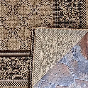 Couristan Recife Garden Lattice Indoor/Outdoor Area Rug, 8'6" Square, Cocoa-Black