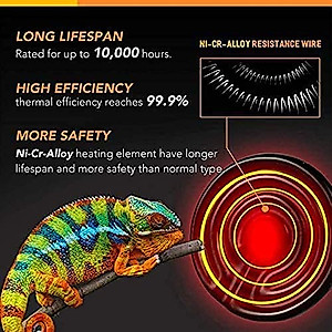 Toolzy Ceramic Heat Emitter, 150W Reptile Heat Lamp for Pet Lizard Turtle Snake Chicken Aquarium Coop, No Harm No Light