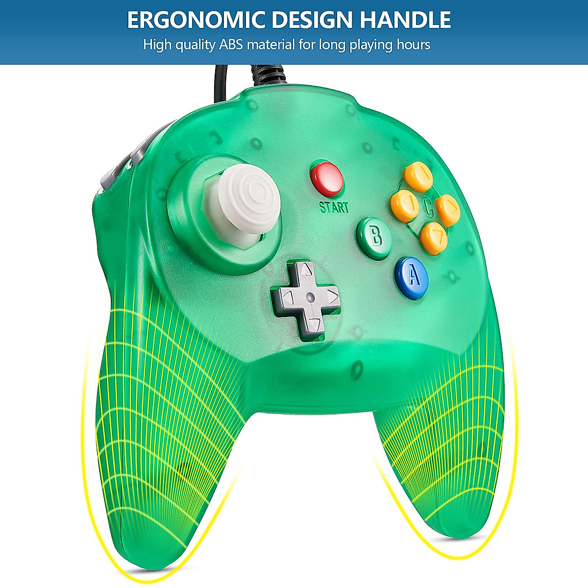 KIWITATA 2 Pack N64 Remote Controller, kiwitatá Retro N64 Wired 64-bit Mini Gamepad Upgraded Joystick Replacement for N64 Console (Clear Green)