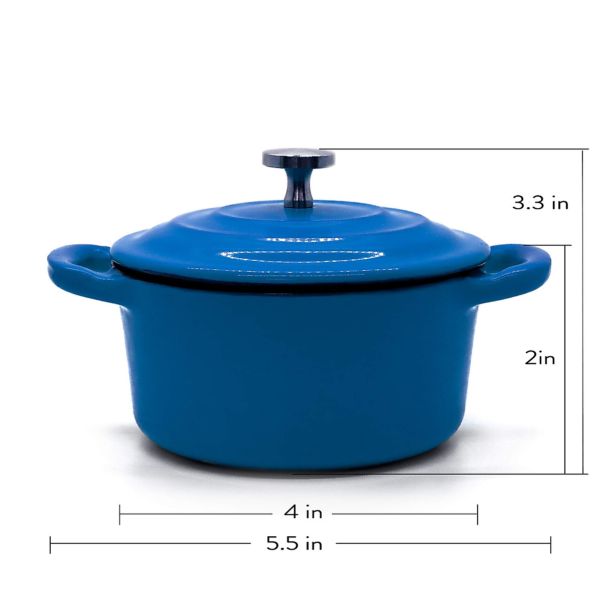 RJ Legend Mini Dutch Oven Pot Set of 3 - Enamel Surface, Non-Stick Cast Iron Cookware - Ideal Gift for Your Friends & Family - Blue, Green, White