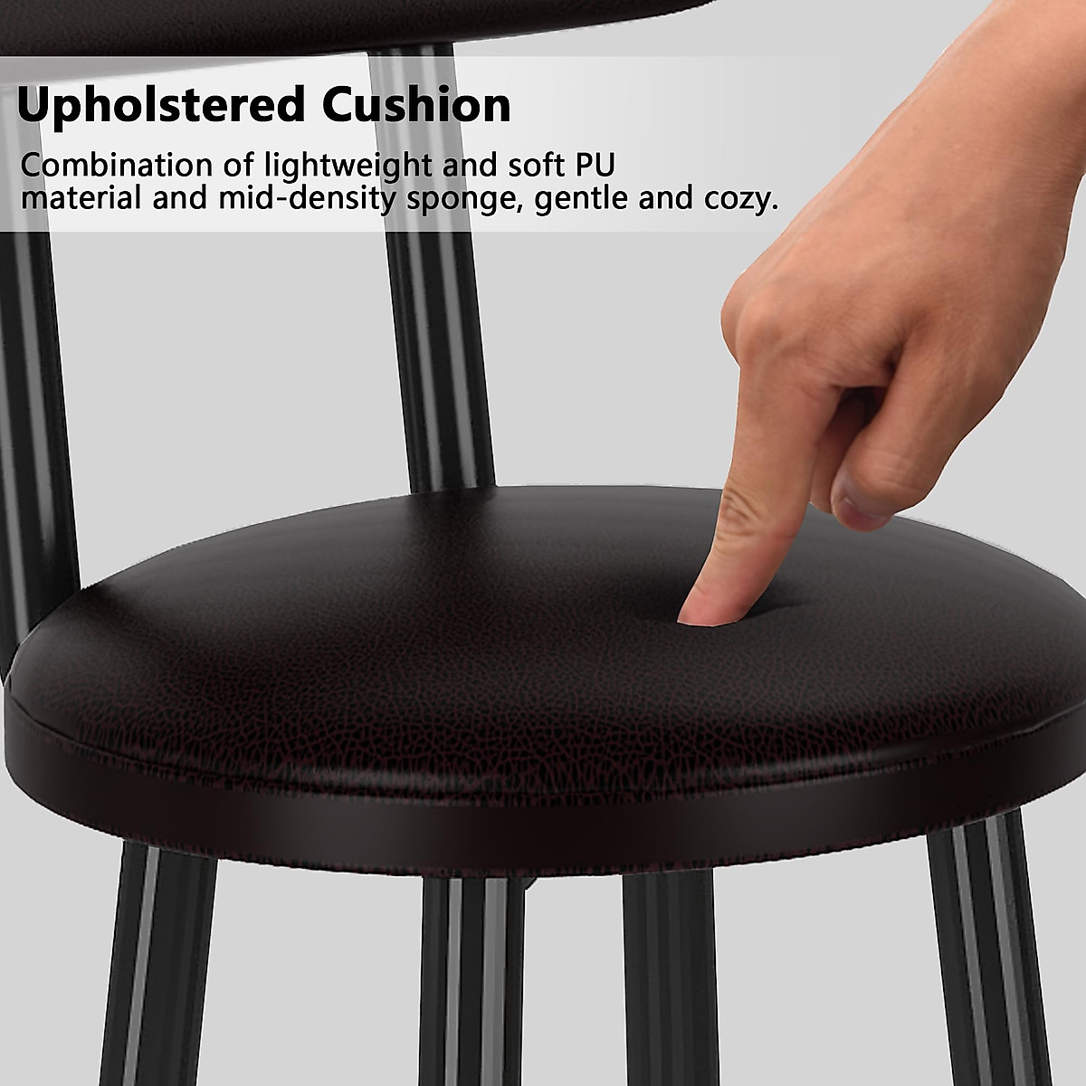 DKLGG Bar Stools, Set of 4 Bar Chairs, Tall Bar Stools with Backrest, PU Upholstered Breakfast Stools Armless Dining Chairs for Kitchen Island Pub Living Room