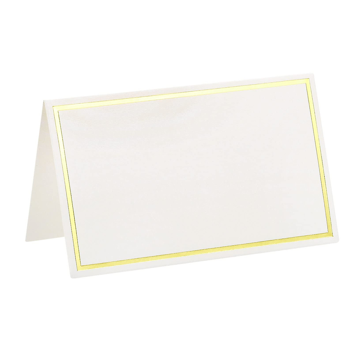 PATIKIL Tent Place Cards, 50pcs Greeting Cards 3.93 x 3.27inch Favor Decor Foldable Blank Card for Wedding Party DIY Table Name Place Cards Gold Tone White