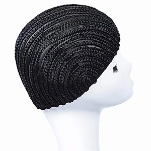 FEEL ME Braided Cap 1Pc Crochet Wig Cap in Cornrow Sew Hair for Making Synthetic Wig or Weave Easier Sew In Crochet Braided Wig Caps Medium Size Black Crochet Cornrow Cap for Crochet Braids