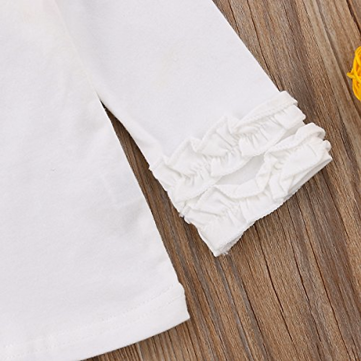 Toddler Baby Girl Basic Plain Ruffle Cuff Long Sleeve Cotton T Shirts Tee Tops (White, 2-3T)