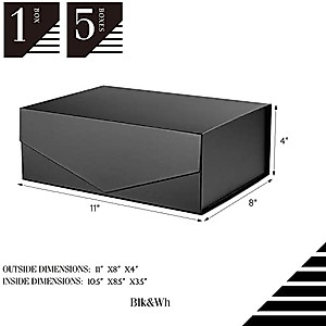 BLK&WH Gift Box 10.5x7.7x3.8 Inches, Gift Box with Lid, Black Gift Box, Groomsman Box, Collapsible Gift Box with Magnetic Lid (Matte Black)