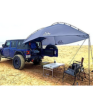 Versatility Camping Tent for Truck Bed,SUV RVing, Van,Trailer and Overlanding Portable Teardrop Awning Canopy Tear Resistant Tarp with 2 Sandbag