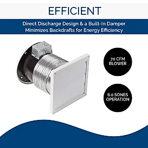 Broan-NuTone 512M Through-the-Wall Ventilation Fan White Cover, 6-Inch 70 CFM 6.0 Sones