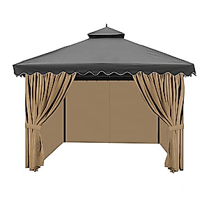 AONEAR Gazebo Privacy Curtains with Zipper 4-Panels Side Wall Universal Replacement for Patio, Outdoor Canopy, Garden and Backyard (Curtain Only) (10' x 12')