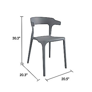 Novogratz Poolside Collection, Felix Stacking Dining Chairs, Indoor/Outdoor, 4-Pack, Charcoal