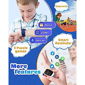 Cloudpoem Smart Watch for Kids Girls Boys, Kids Watch Fitness Tracker Watch with Pedometer Heart Rate Monitor Sleep Tracker Alarm Clocks Puzzle Games Calculator IP68 Waterproof, Kids Gift Blue